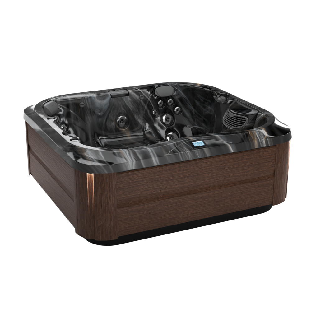 J-355™ Hot Tub with Comfort Lounge Seating and Cool Down Seat Designer Hot Tub with Open Seating ...